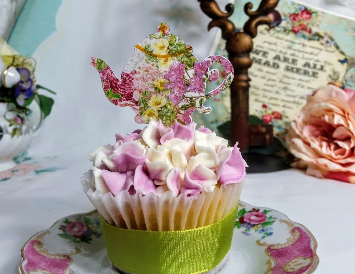 Tea Party Teapot Cupcake Toppers High Tea or Afternoon Tea - Etsy