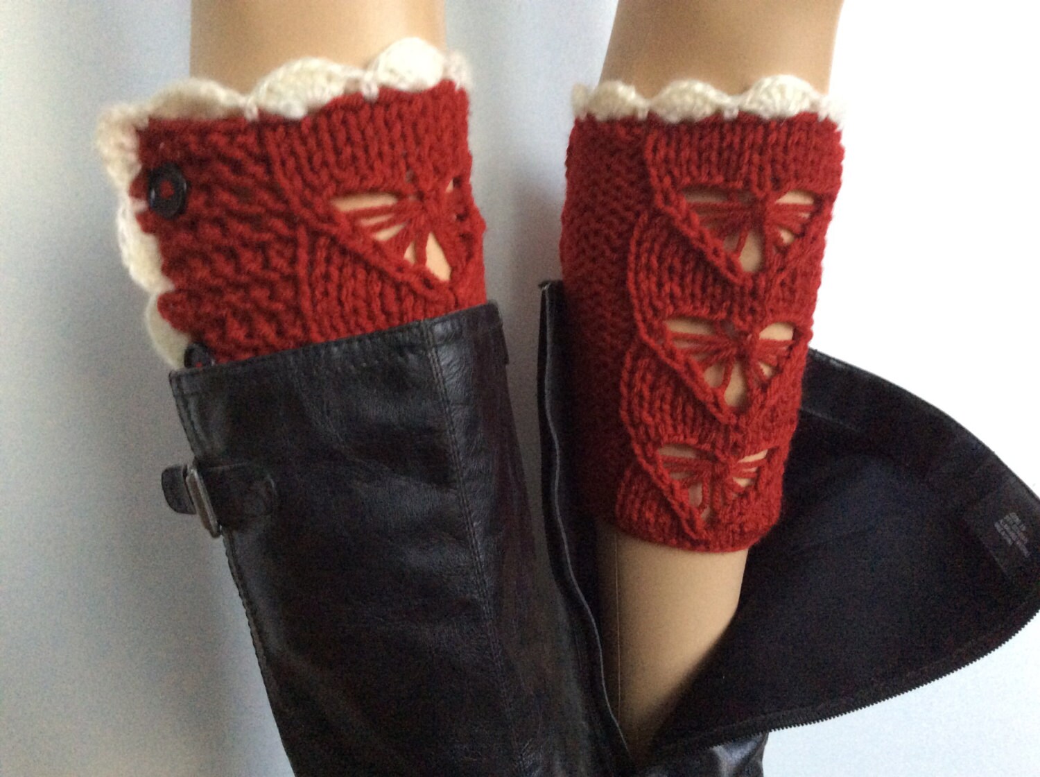 Knitted Boot Toppers Boot Warmers With Buttons and Crochet - Etsy