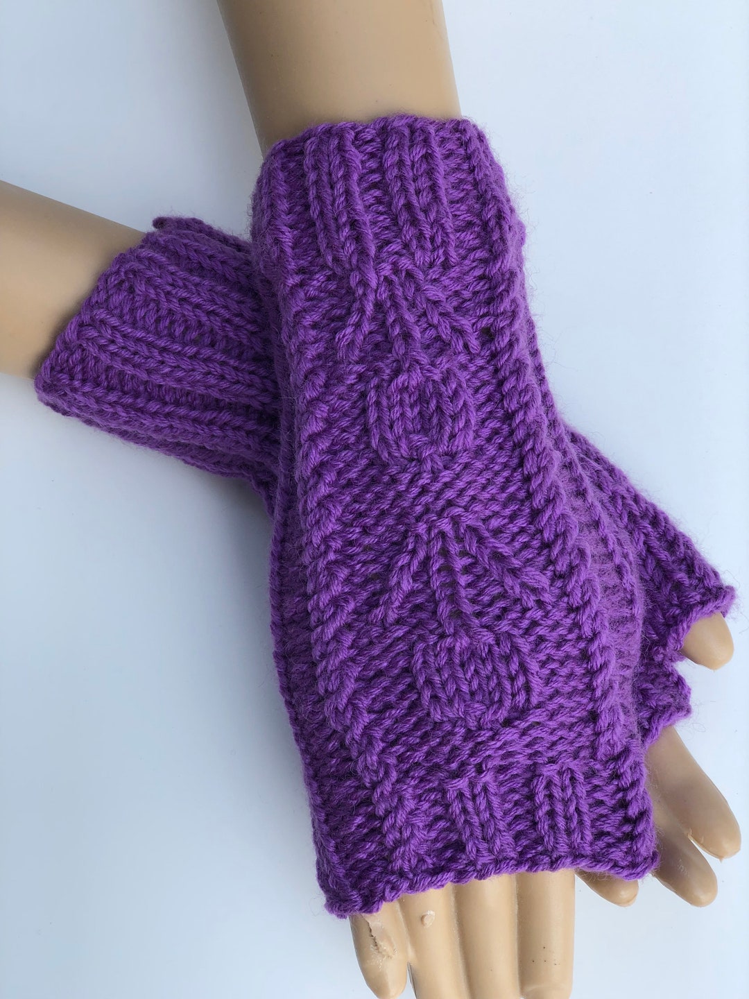 Merino Wool Winter Fingerless Gloves for Girls, Women, Wrist Warmer ...