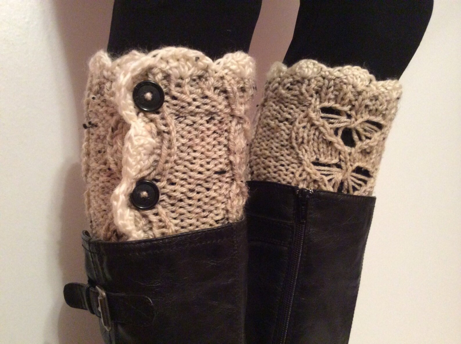 Knitted Boot Toppers Boot Warmers With Buttons and Crochet - Etsy