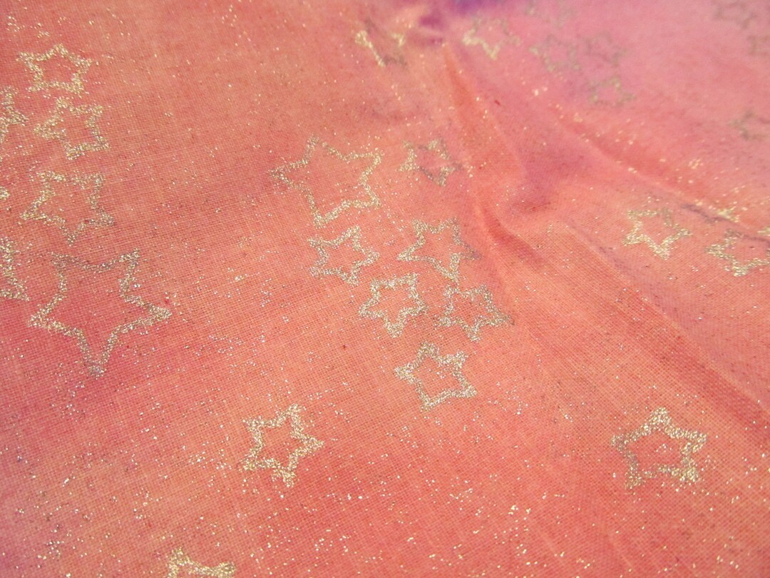 Heathery Pink Background With Silver Glittery Star Clusters, One Yard ...