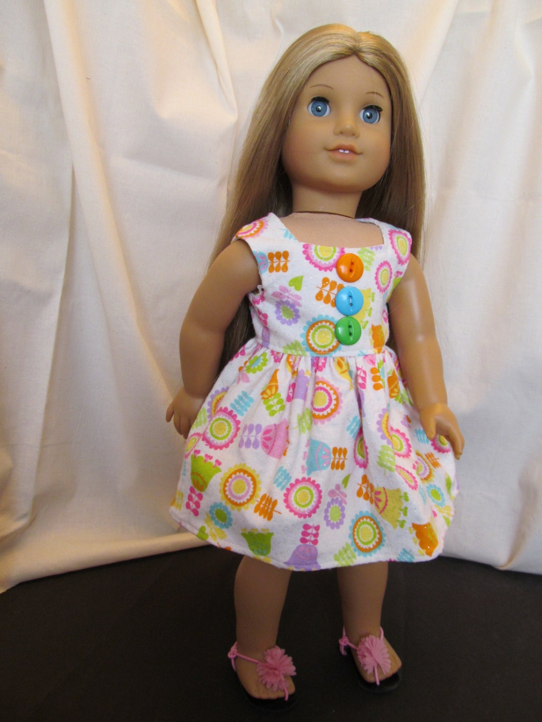 18'' Doll Bright Colored Dress, Hand Made to Fit 18'' Dolls, Cute Dress ...