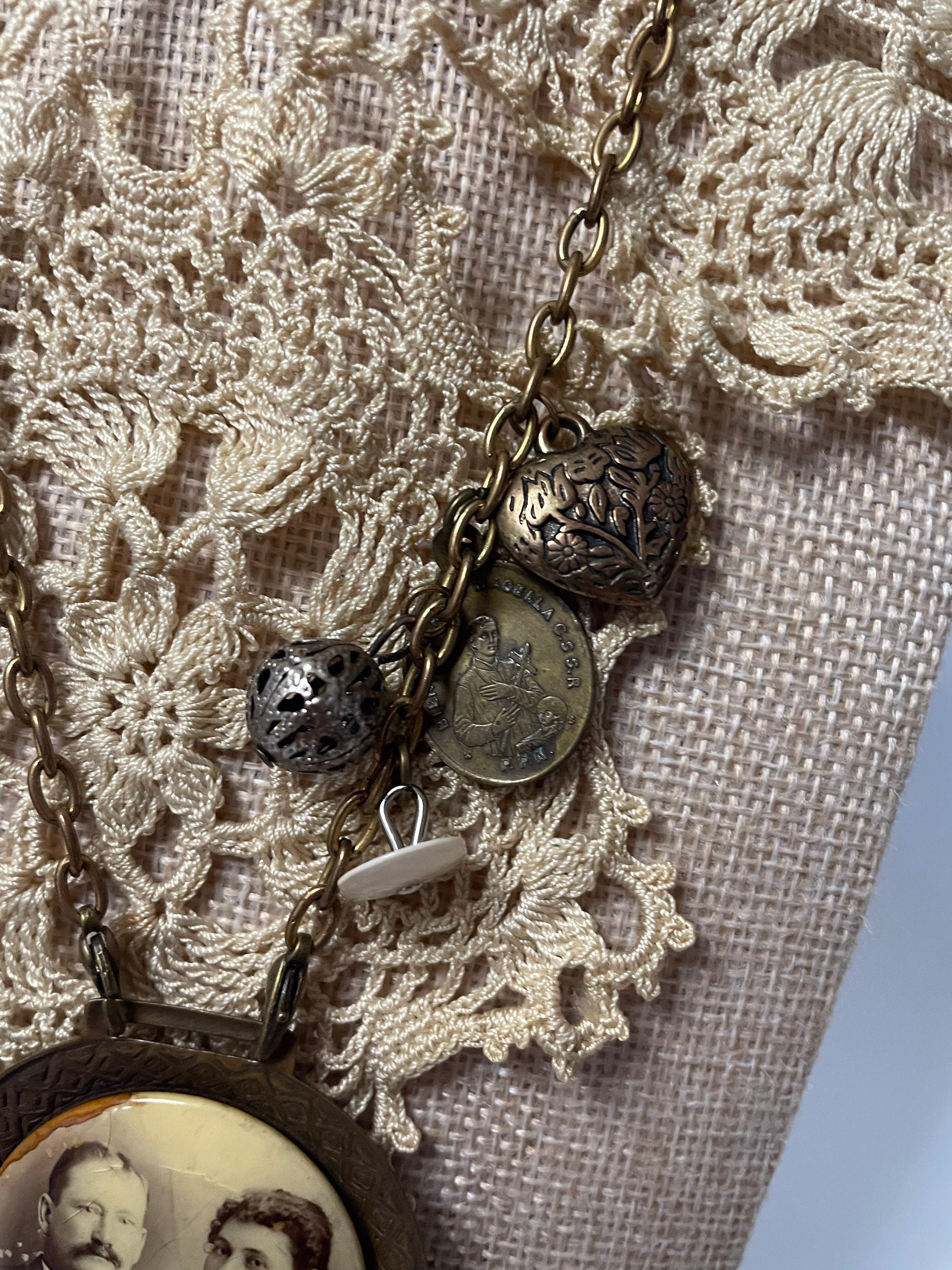 Vintage Tintype Charm Necklace: A Timeless Beauty Adorned With Crystal ...