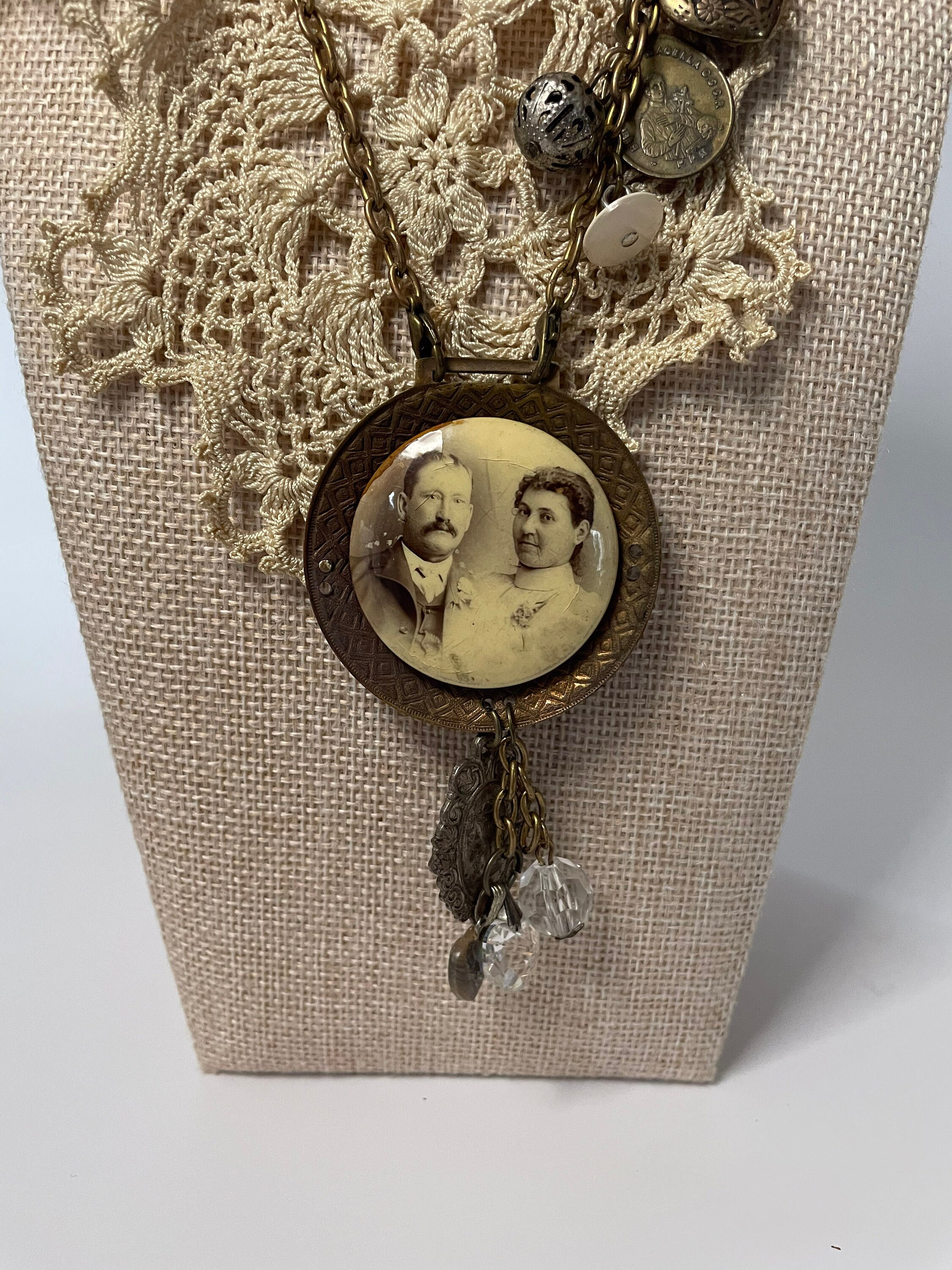 Vintage Tintype Charm Necklace: A Timeless Beauty Adorned With Crystal ...