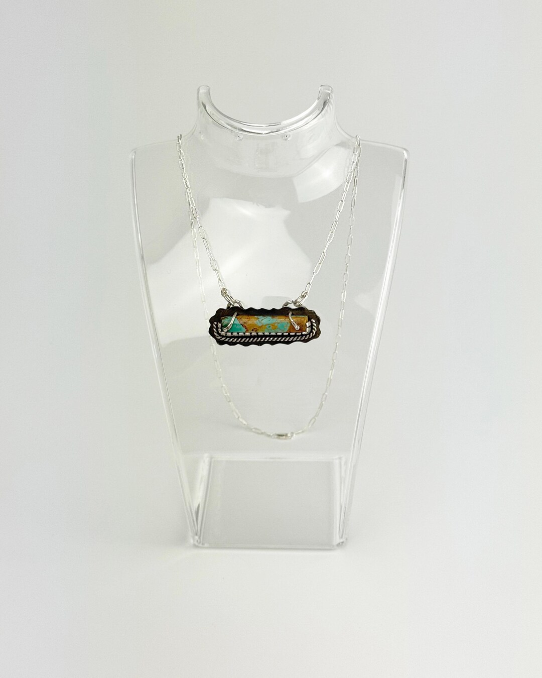 Tyrone Turquoise Sterling Silver Bar Pendant Necklace - Etsy