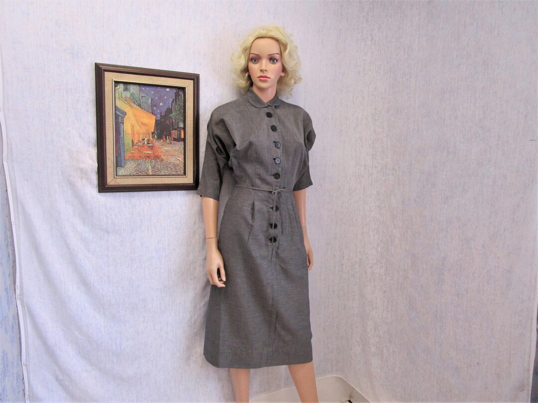 50s S David Taub Batwing Wiggle Dress Charcoal Gray - Etsy