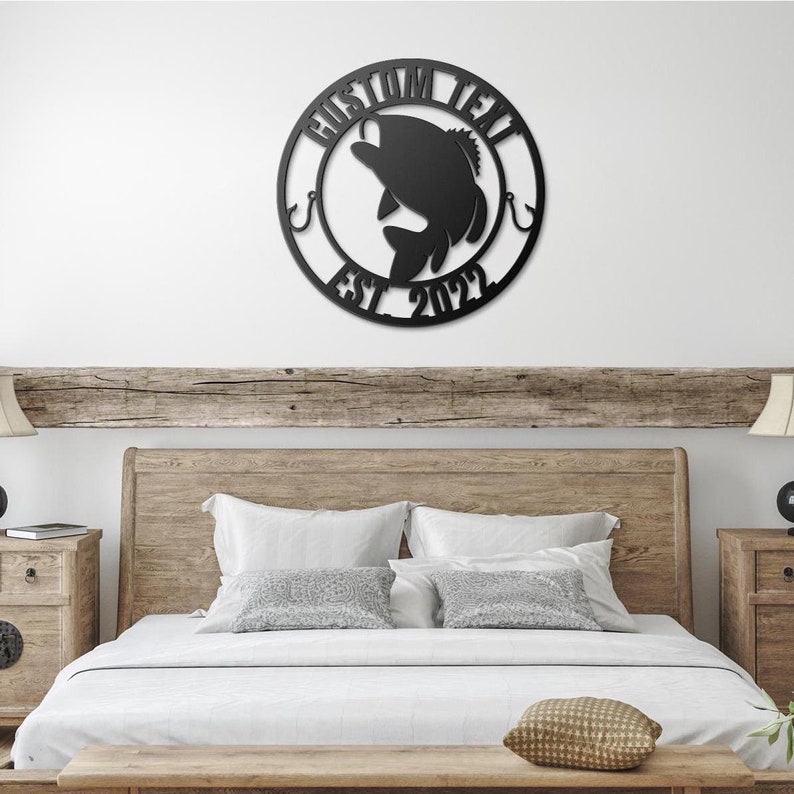 Metal Fish Sign Custom Name Fish Sign Bass Fish Wall Art Foyer Metal ...