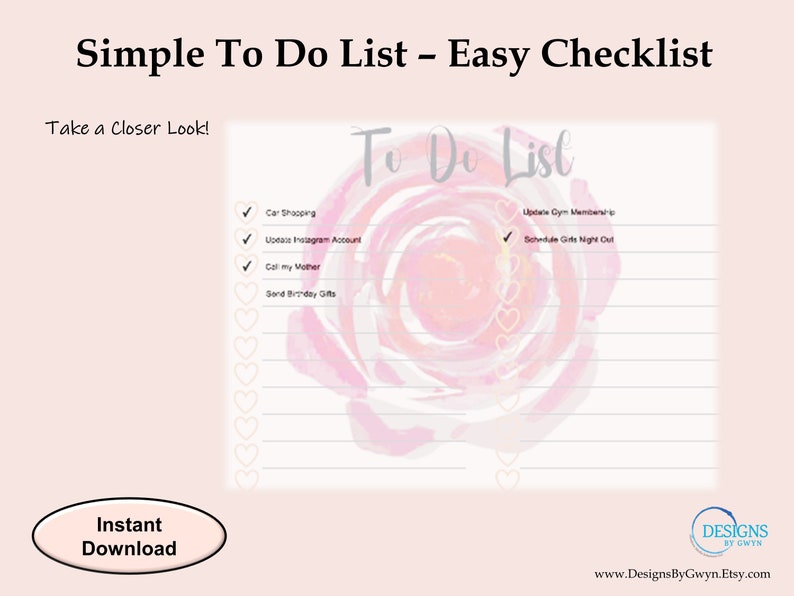 Fillable Template for Your to Do List Pretty Roses and | Etsy
