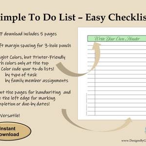 Checklist Template Bundle, to Do List Fillable, PDF Editable, Pretty ...