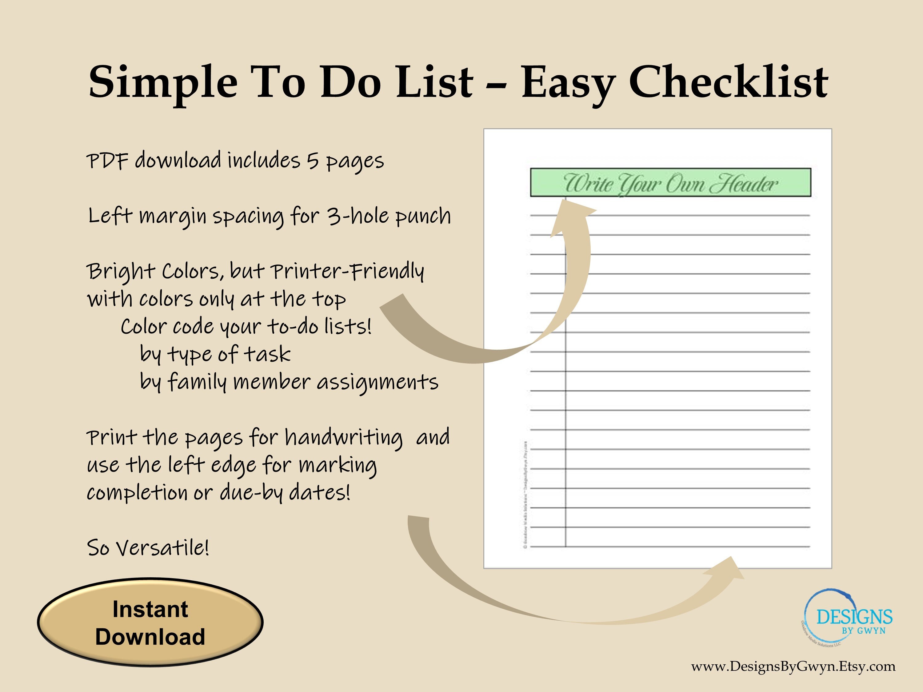 Checklist Template Bundle, to Do List Fillable, PDF Editable, Pretty ...