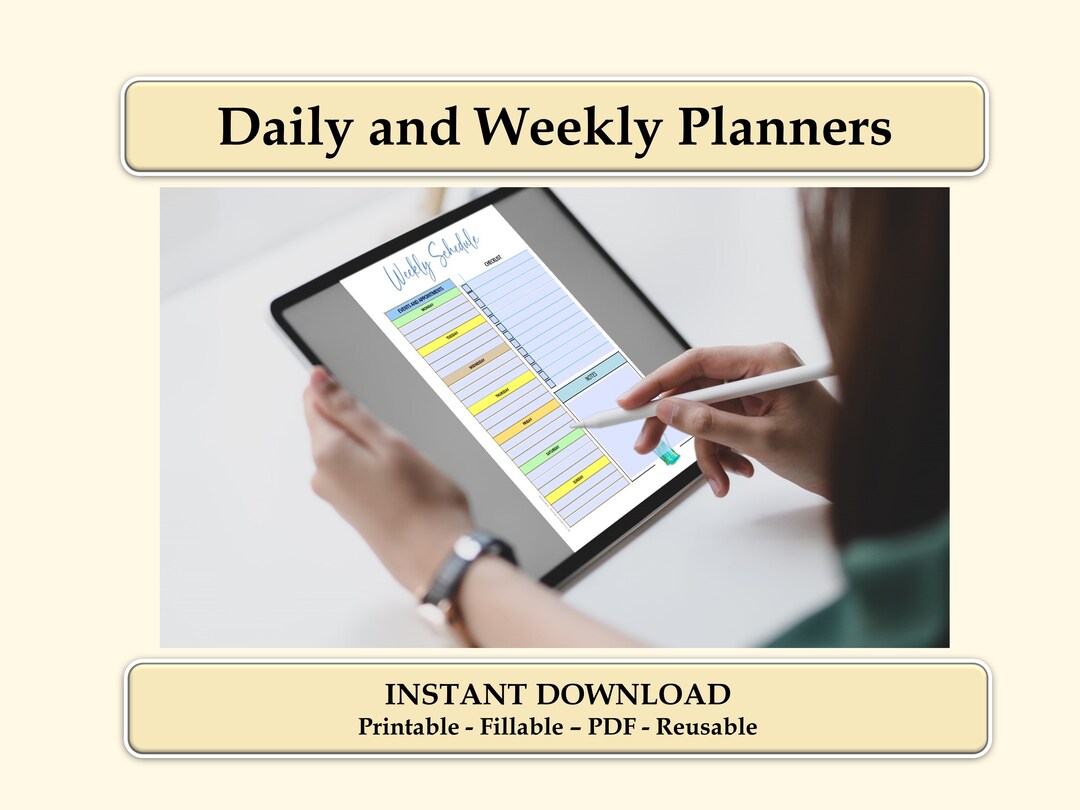 Fillable Planner Pages-weekly, Daily, Hourly-sunflower Graphic on ...