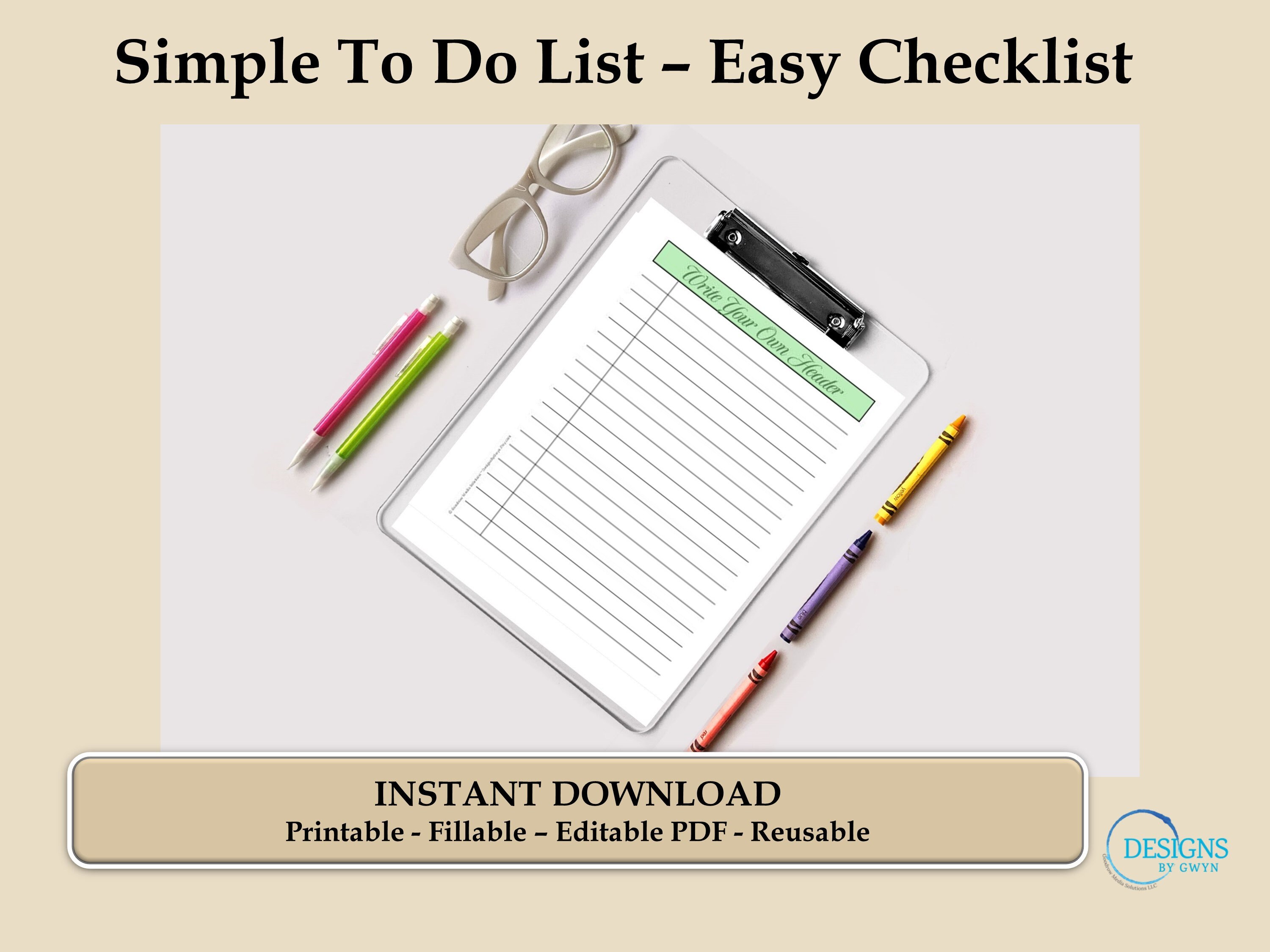 Checklist Template Bundle, to Do List Fillable, PDF Editable, Pretty ...