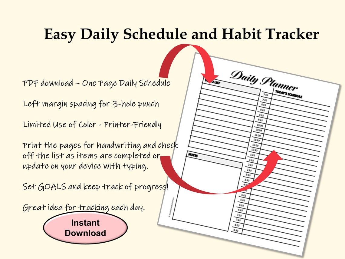 Simple Daily and Weekly Printable Planner, Instant Printable for Home ...