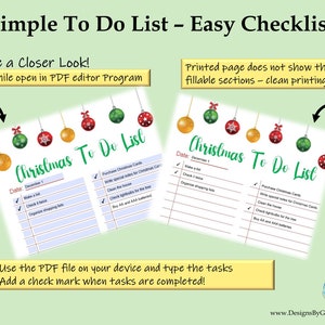 Christmas to Do List Template, Printable Checklist (digital Download ...