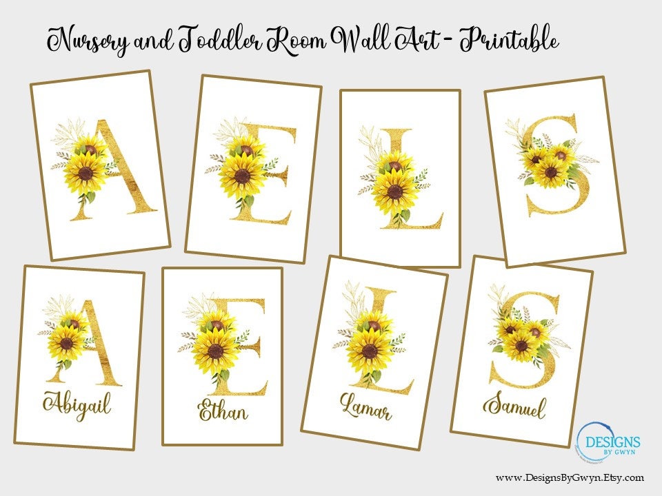 Sunflower Home Decor, Personalized, Custom Text Printables, Monogram ...