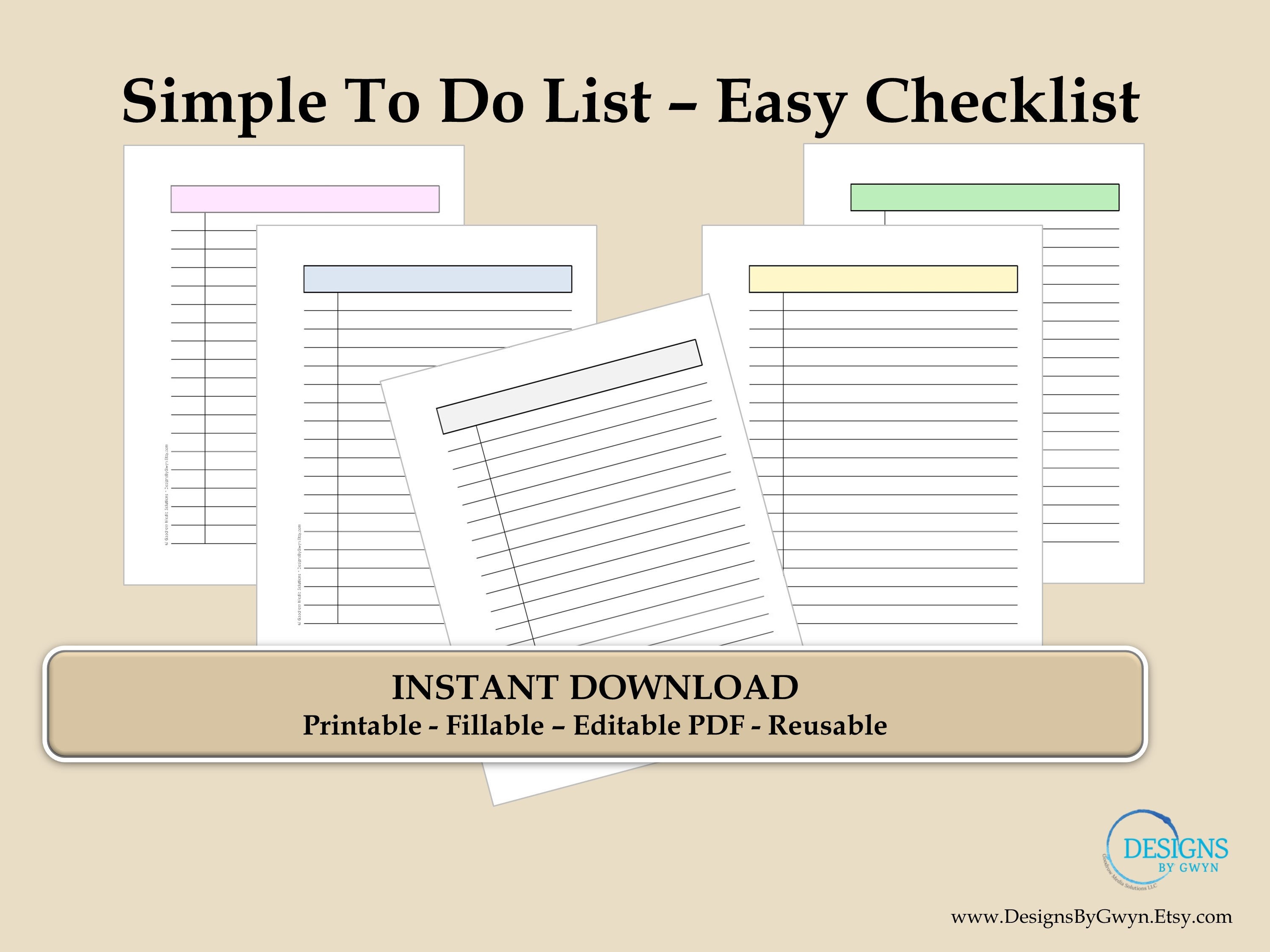 Checklist, Fillable Templates, to Do List Fillable, PDF Editable Bundle ...