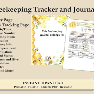 Bee Keeping Workbook Fillable/editable PDF and Printable, Beekeeping ...