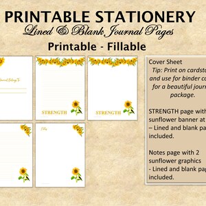 Printable Journal, Beautiful Sunflower-strength-watercolor Art-download ...