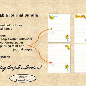 Blank and Lined Writing Pages, Sunflowers, Hope, Binder Notebook ...