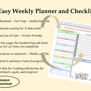 Printable and Fillable PDF, Daily and Weekly Planner Pages, Pastel ...
