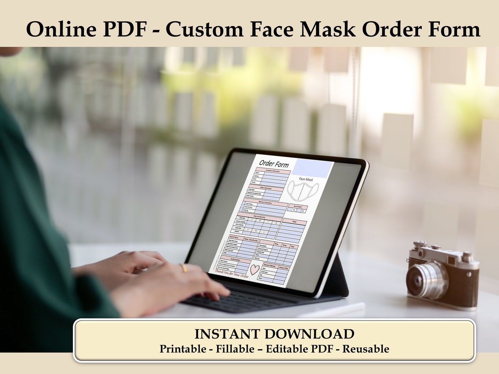 Custom Face Mask Order Form, Printable and Fillable/editable PDF ...