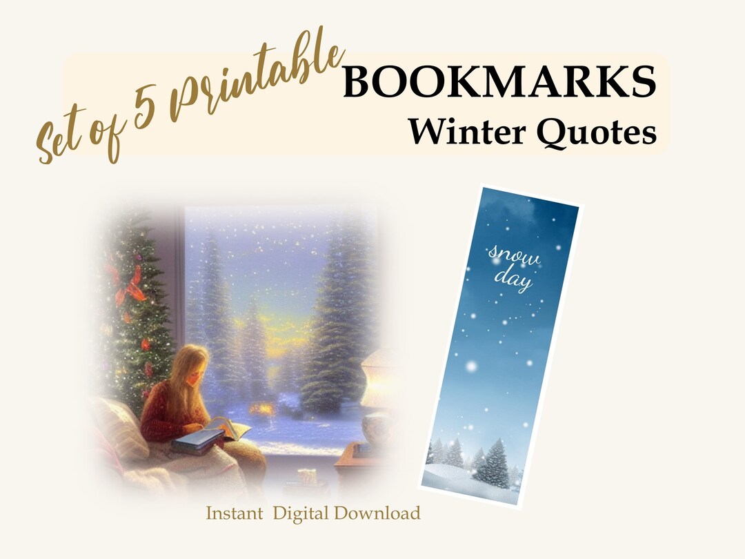 Winter Scenic Bookmarks With Quotes, Set of 5 (printable) - Etsy