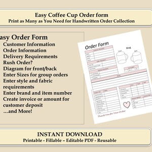 Custom Coffee Mug Order Form, Printable and Fillable/editable PDF ...