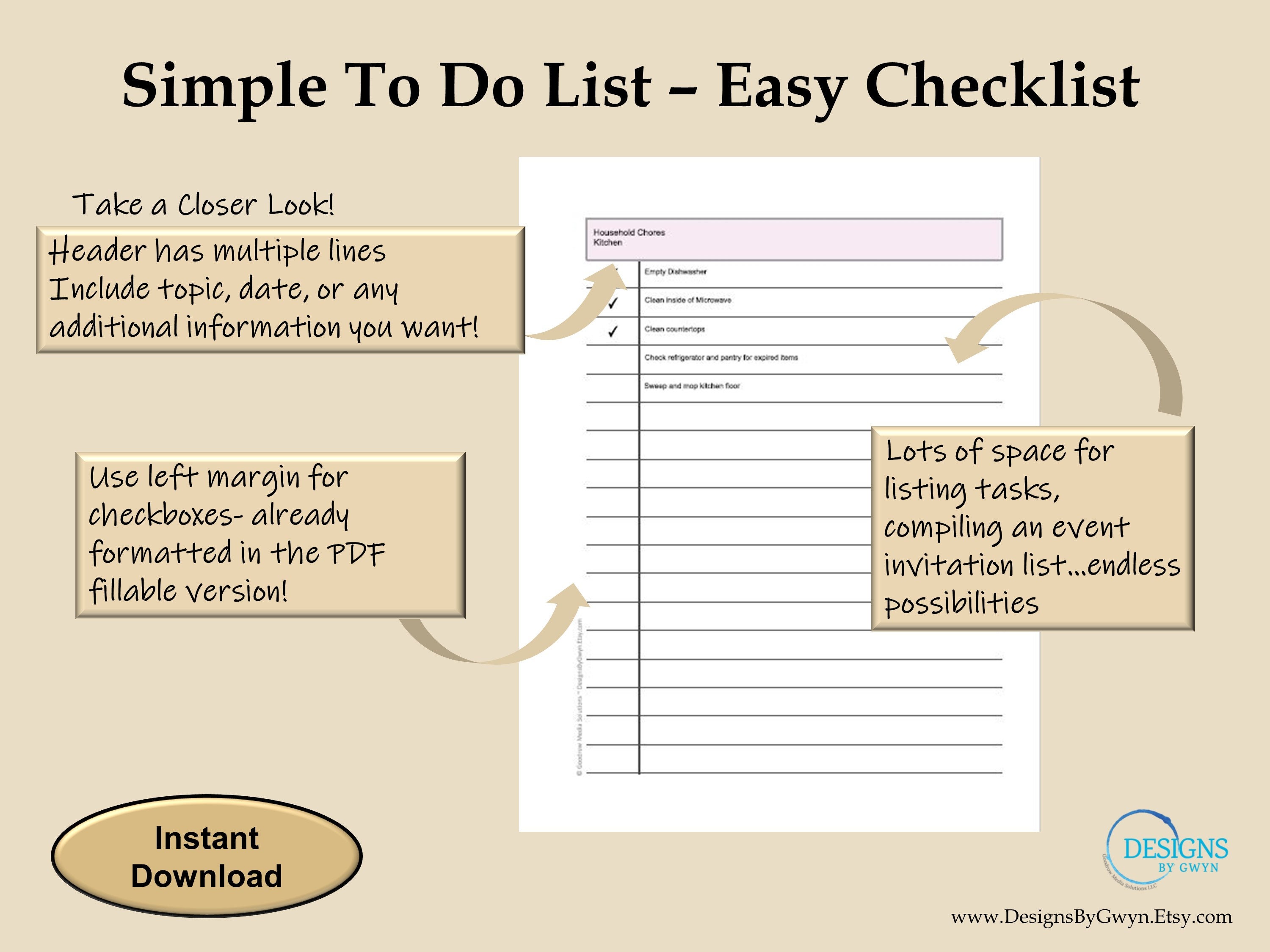 Checklist, Fillable Templates, to Do List Fillable, PDF Editable Bundle ...