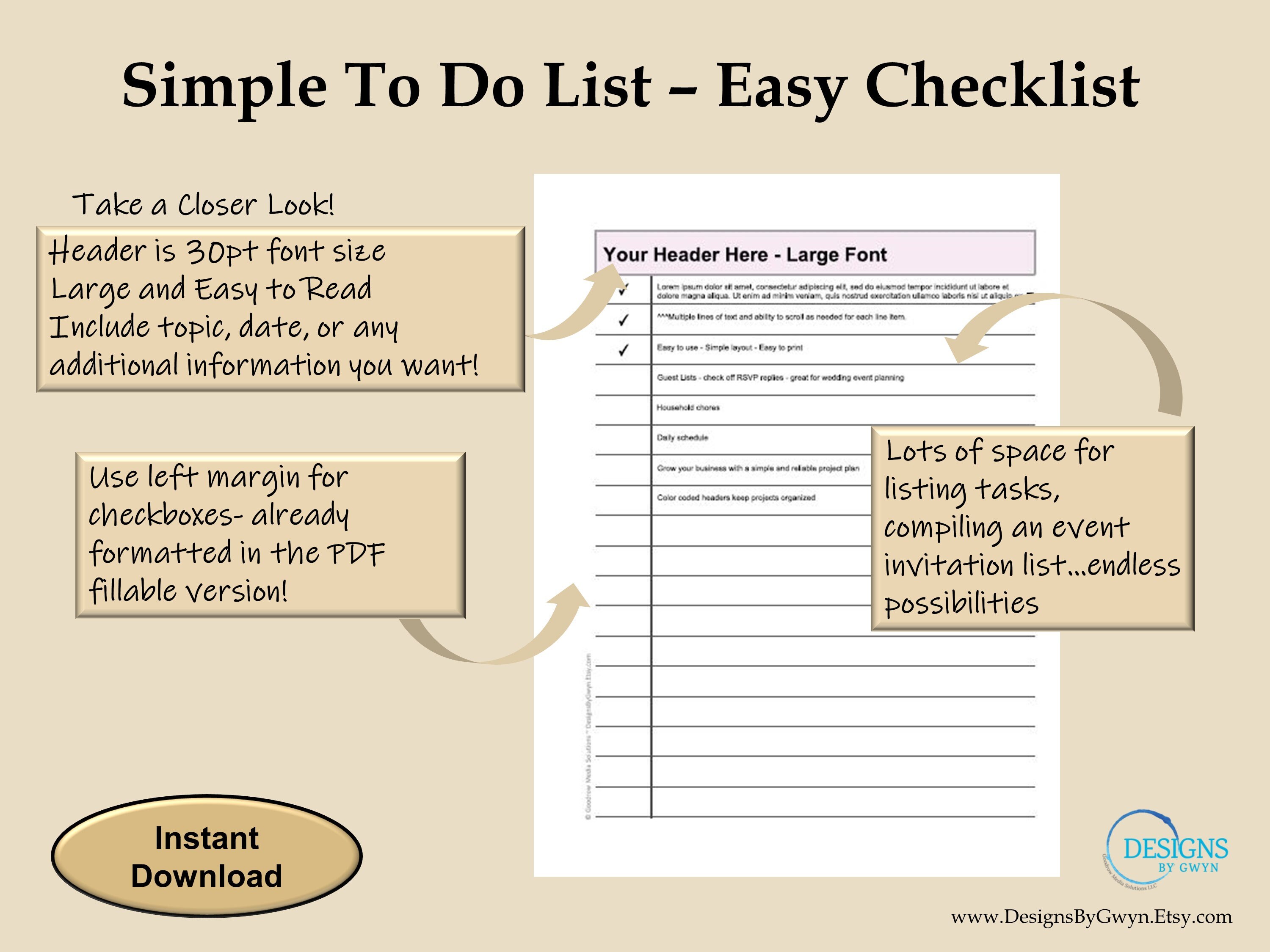 Checklist Template Bundle, to Do List Fillable, PDF Editable, Pretty ...
