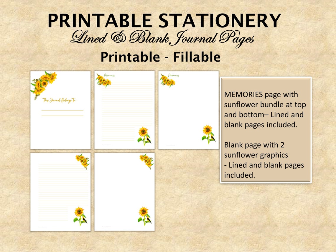 Printable Journal Beautiful Sunflower-strength-watercolor | Etsy