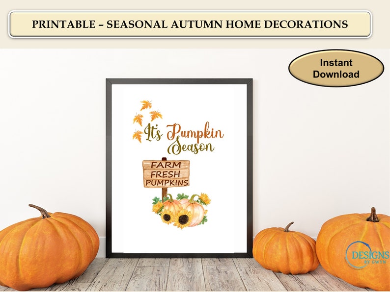 Wall Art: It's Pumpkin Season Printable Poster, Instant Download High ...