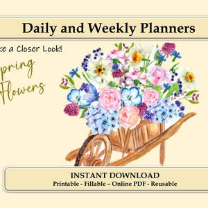 Printable and Fillable PDF, Daily and Weekly Planner Pages, Pastel ...
