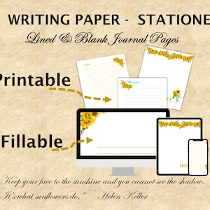 Blank and Lined Writing Pages, Sunflowers, Hope, Binder Notebook ...