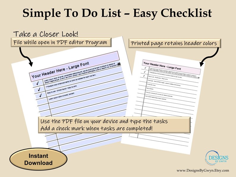Checklist Template Bundle, to Do List Fillable, PDF Editable, Pretty ...