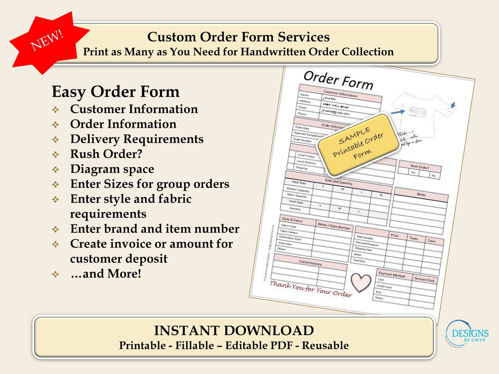 Fillable Business Forms, Fillable and Editable Form, Graphic Design ...