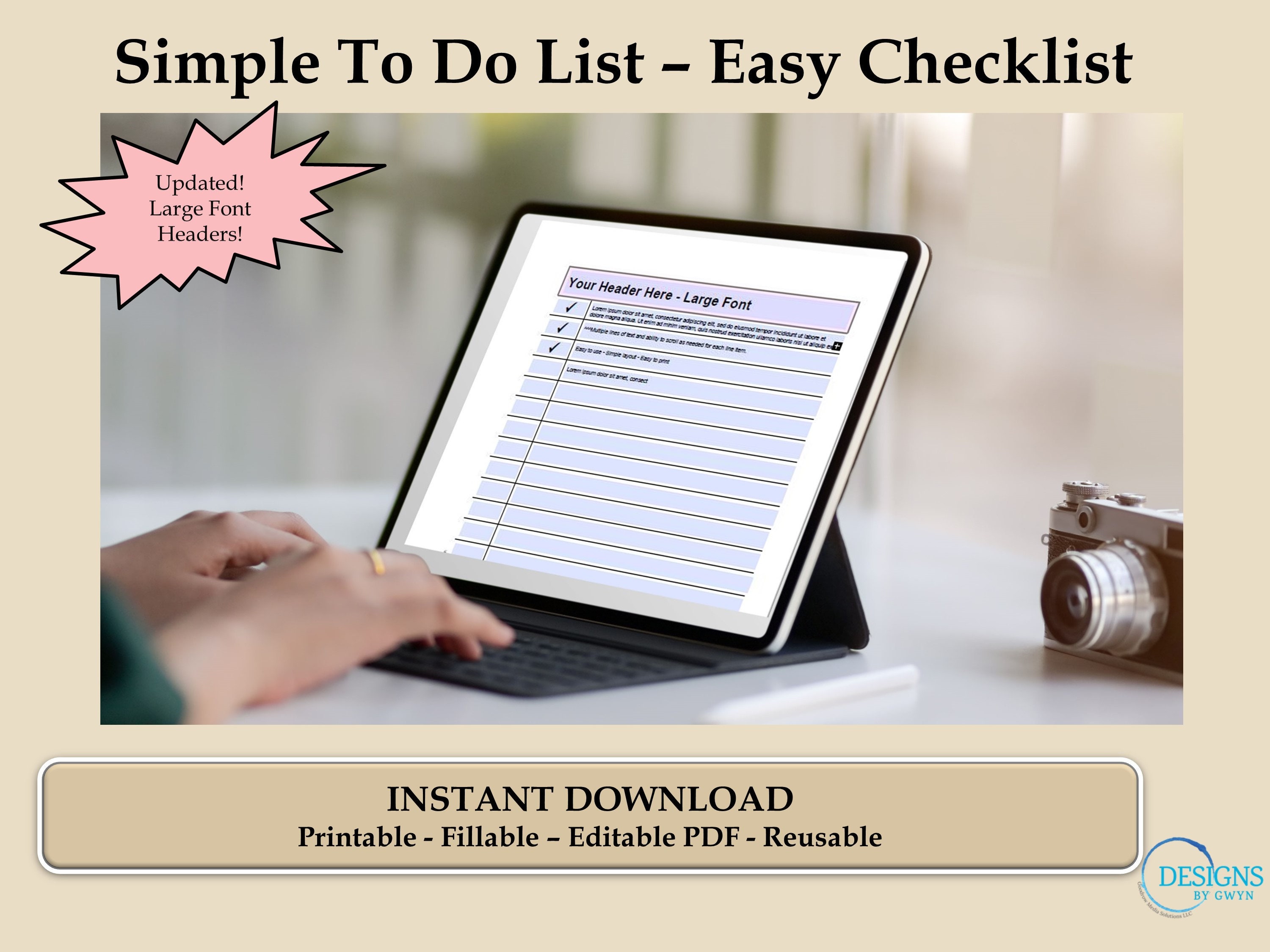 Checklist Template Bundle, to Do List Fillable, PDF Editable, Pretty ...