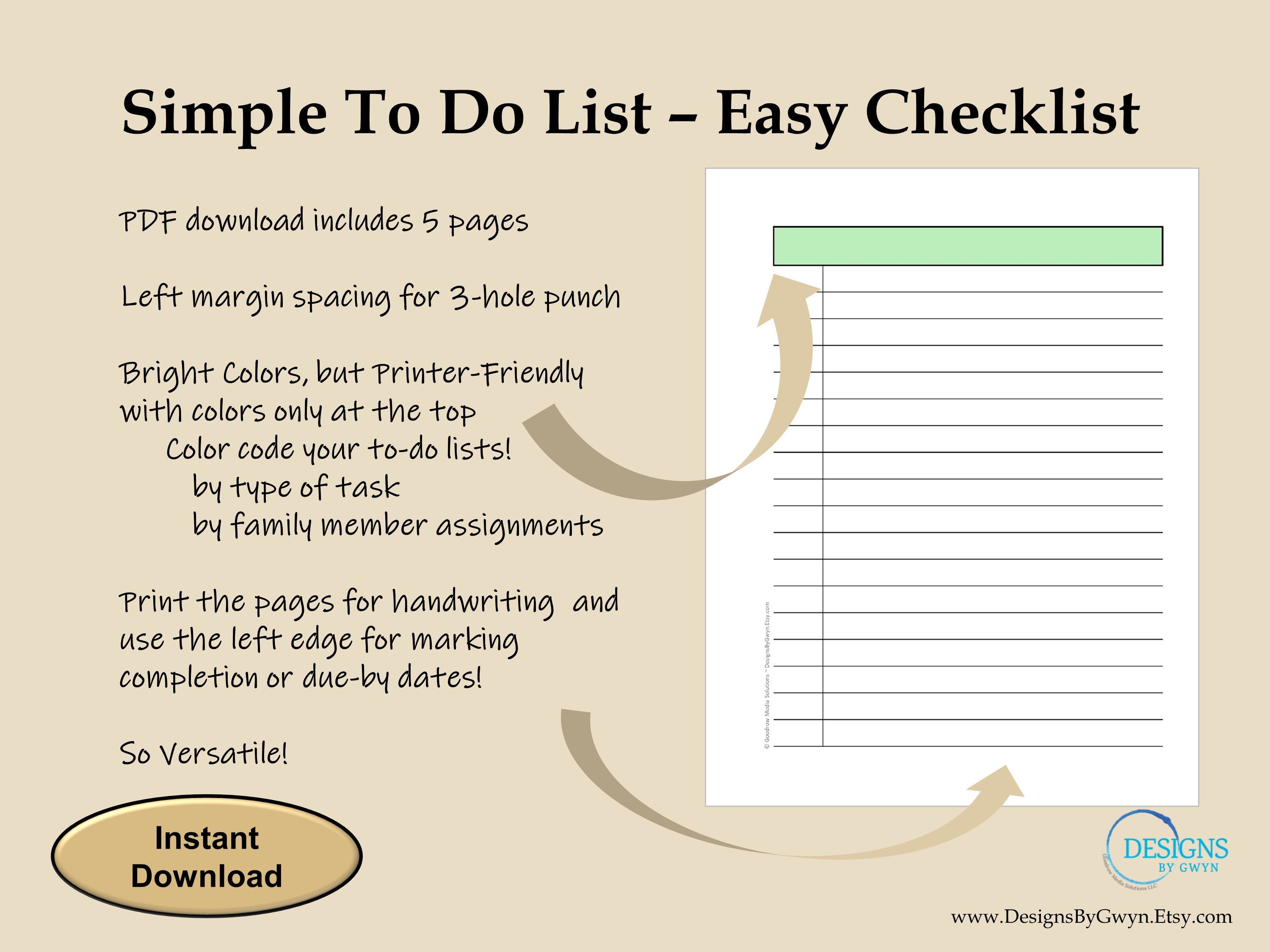 Fillable Checklist Templates, Pretty Colors (PDF Editable Bundle) - Etsy