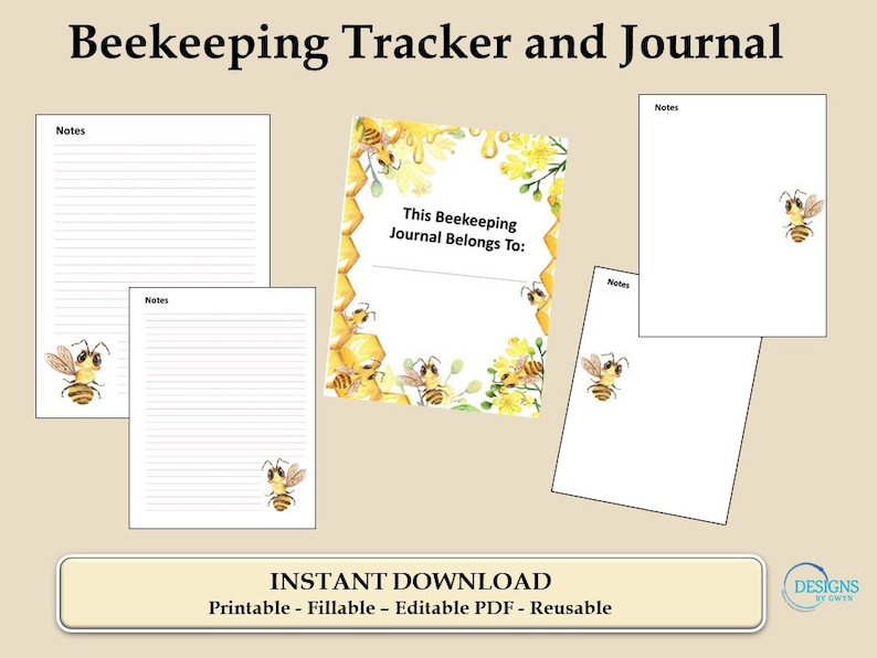 Bee Keeping Workbook Fillable/editable PDF and Printable, Beekeeping ...