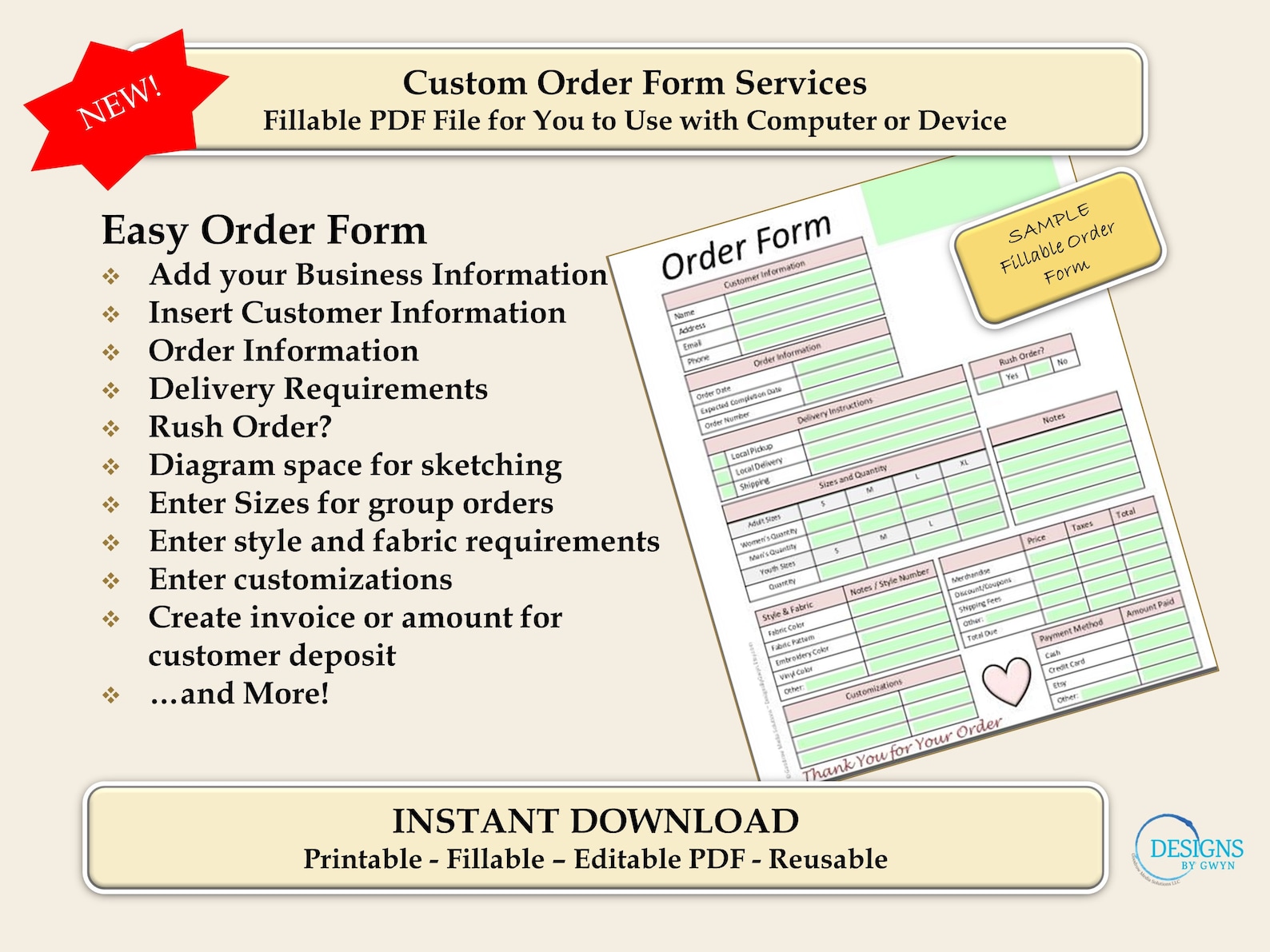 Fillable Business Forms, Fillable and Editable Form, Graphic Design ...