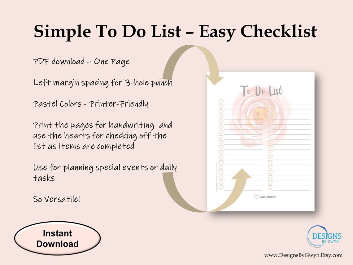 Fillable Template for Your to Do List Pretty Roses and - Etsy