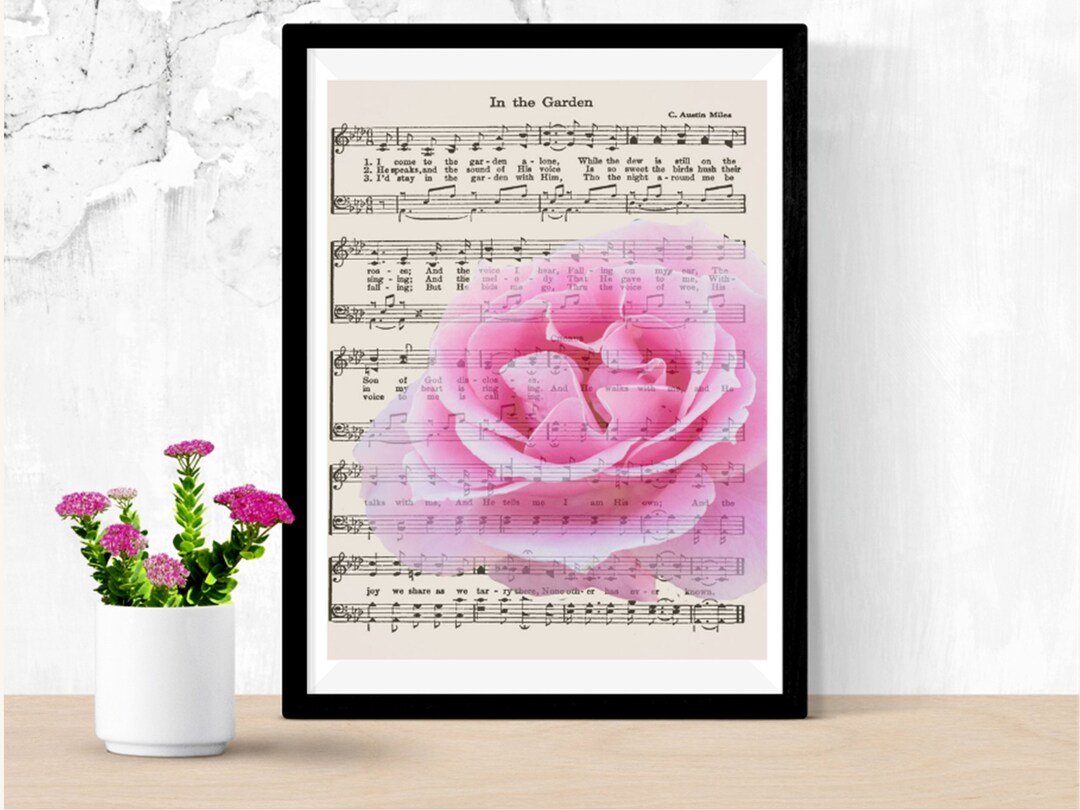 Pink Rose Hymn Sheet Music Art Print (digital Download) - Etsy