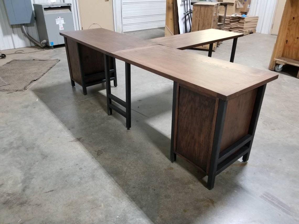 T-shaped Desk, Co-working Desk, Two Person Double Oak Desk, Steel Desk ...