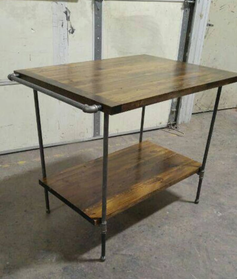 Black pipe wood kitchen island Free shipping Industrial | Etsy