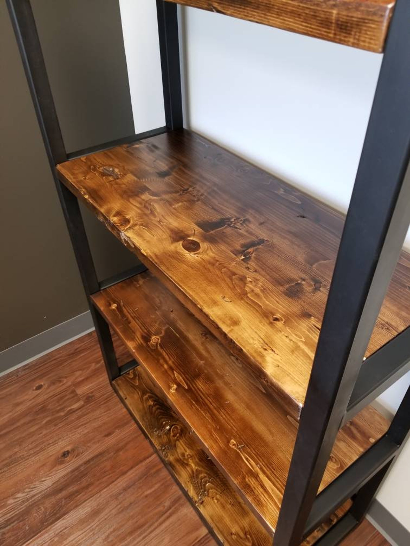 Heavy Duty Steel Bookshelf, Rustic, Distressed, Industrial, Office ...