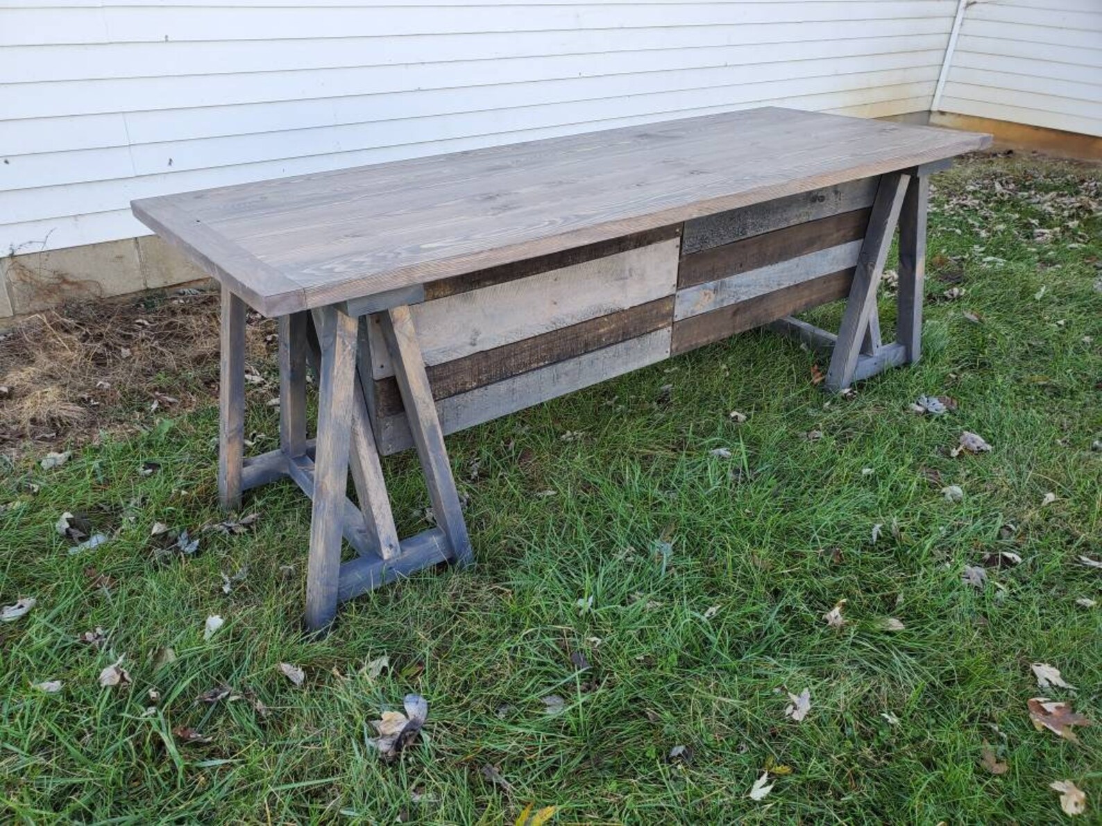 Rustic Sawhorse Style Desk With Privacy Screen | Etsy