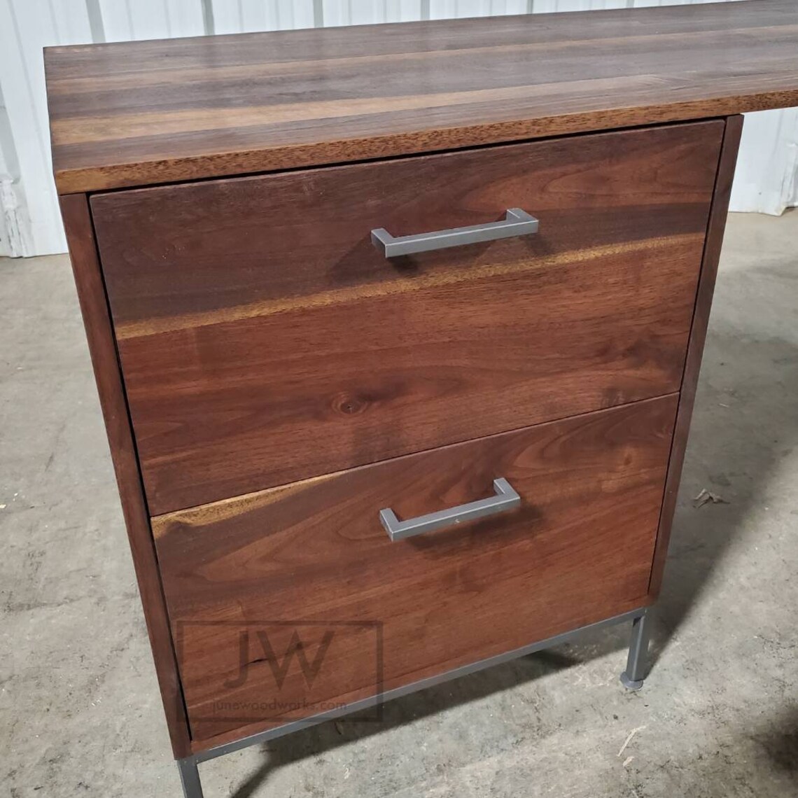 Minimalist Walnut desk file cabinet welded metal loft style | Etsy