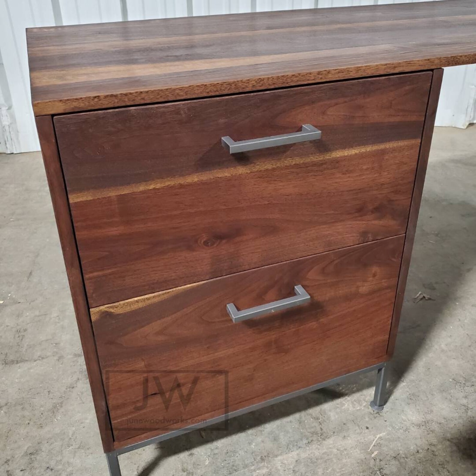 Minimalist Walnut Desk File Cabinet Welded Metal Loft Style - Etsy