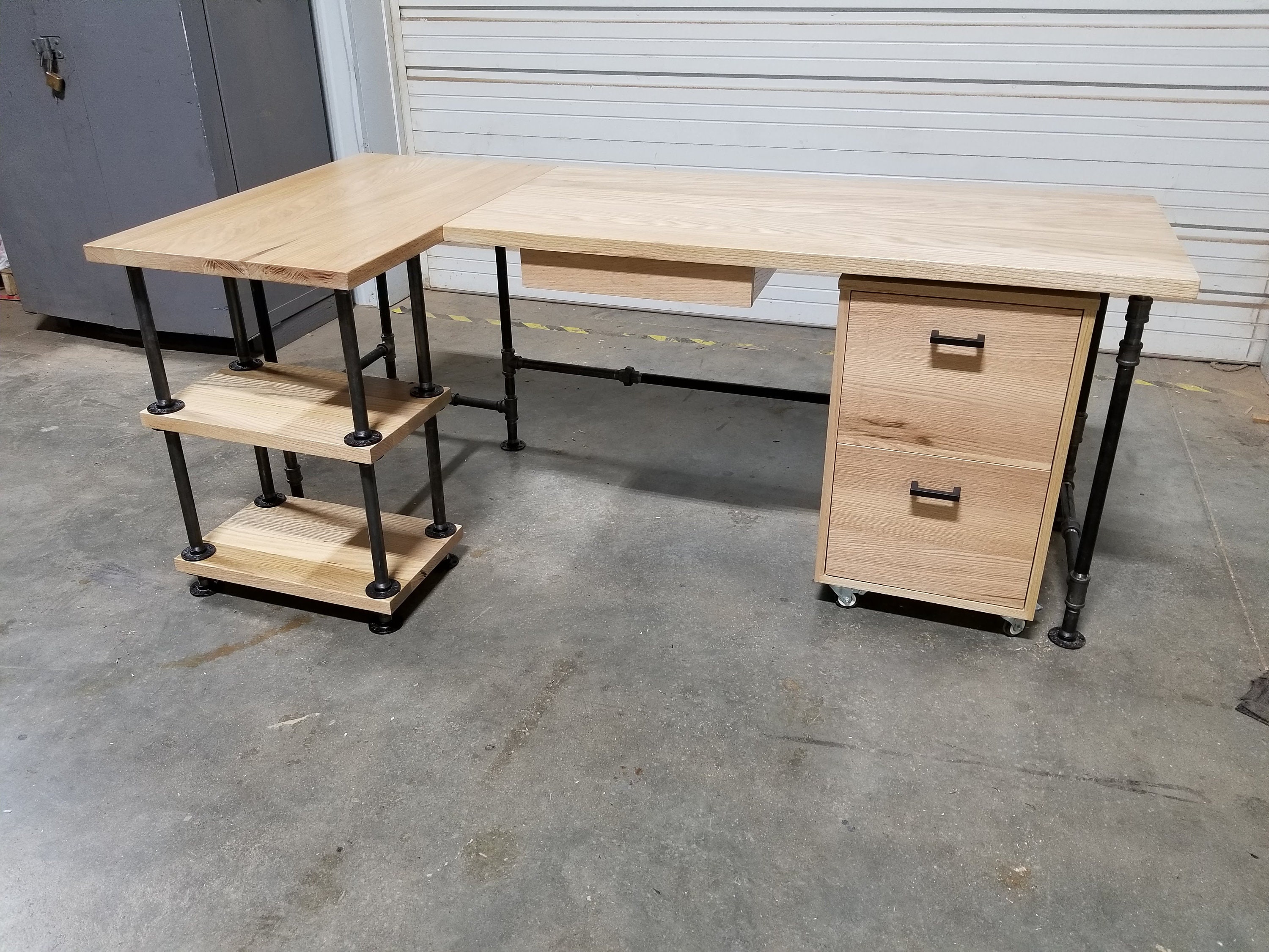 Oak Pipe Leg L shaped Desk Pine Etsy
