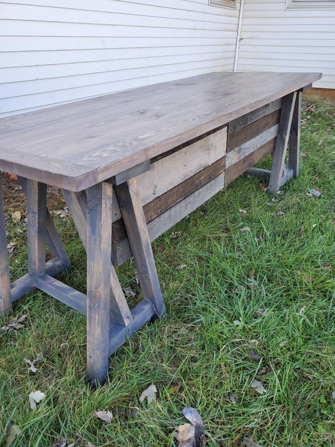 Rustic Sawhorse Style Desk With Privacy Screen | Etsy