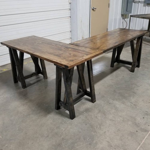 Rustic U Shaped Desk FREE SHIPPING Black Pipe Leg Reception - Etsy